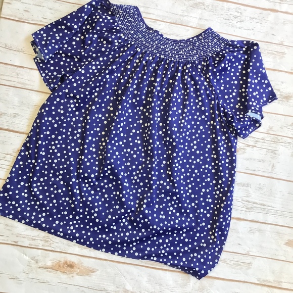 Tiger Lily | Tops | Vintage Tiger Lily Navy Polka Dot Flutter Top L ...